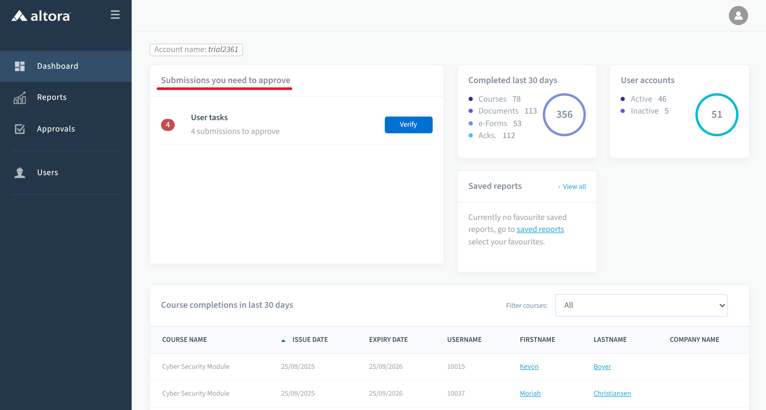 Set Up and Approve Documents – Altora